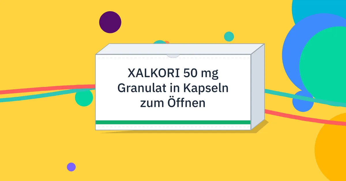 Symbolbild: Packung mit der Aufschrift XALKORI 50 mg Granulat in Kapseln zum Öffnen (PZN 19113149) – Verfügbarkeit und Bezug in Apotheken in Frankfurt am Main