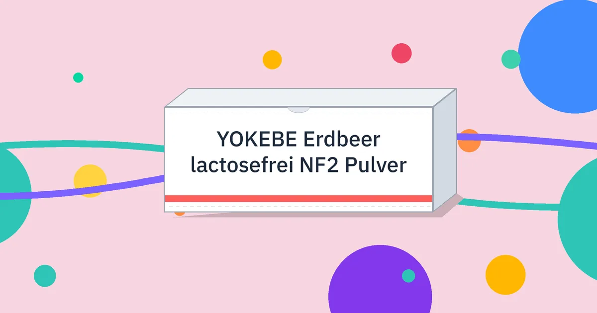 Symbolbild: Packung mit der Aufschrift YOKEBE Erdbeer lactosefrei NF2 Pulver (PZN 16881416) – Verfügbarkeit und Bezug in Apotheken in Frankfurt am Main