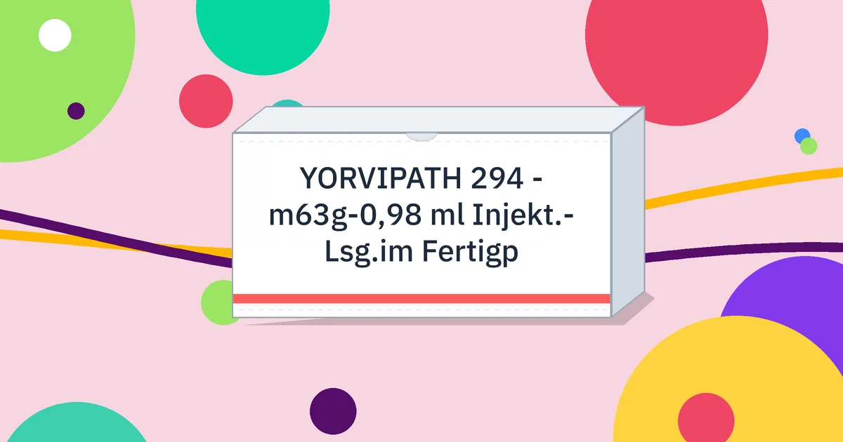 Symbolbild: Packung mit der Aufschrift YORVIPATH 294 -m63g-0,98 ml Injekt.-Lsg.im Fertigp (PZN 18832221) – Verfügbarkeit und Bezug in Apotheken in Frankfurt am Main