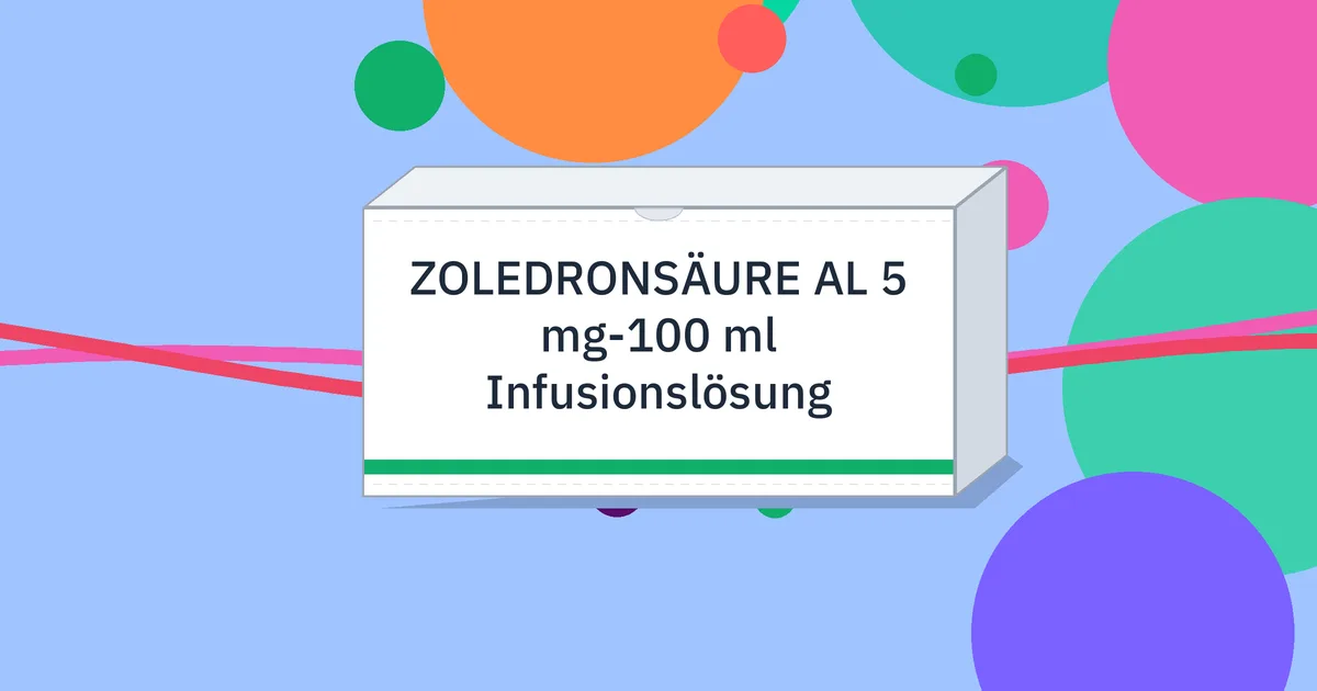 Symbolbild: Packung mit der Aufschrift ZOLEDRONSÄURE AL 5 mg-100 ml Infusionslösung (PZN 14164691) – Verfügbarkeit und Bezug in Apotheken in Frankfurt am Main