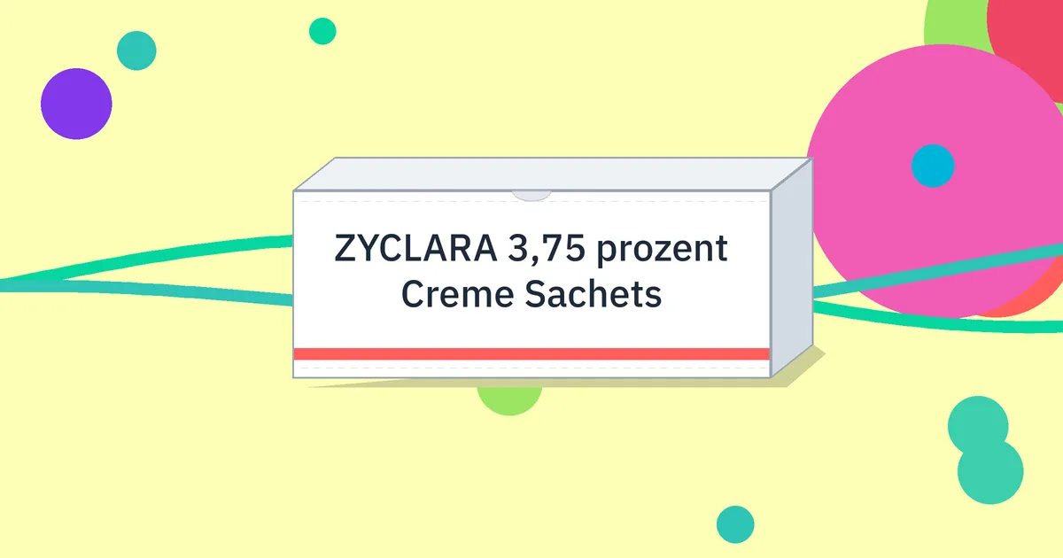 Symbolbild: Packung mit der Aufschrift ZYCLARA 3,75 prozent Creme Sachets (PZN 15266519) – Verfügbarkeit und Bezug in Apotheken in Frankfurt am Main