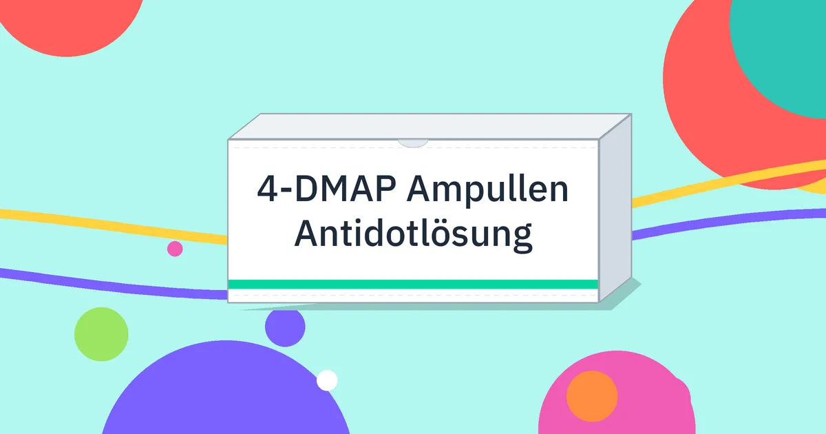 Symbolbild: Packung mit der Aufschrift 4-DMAP Ampullen Antidotlösung (PZN 02057607) – Verfügbarkeit und Bezug in Apotheken in Frankfurt am Main