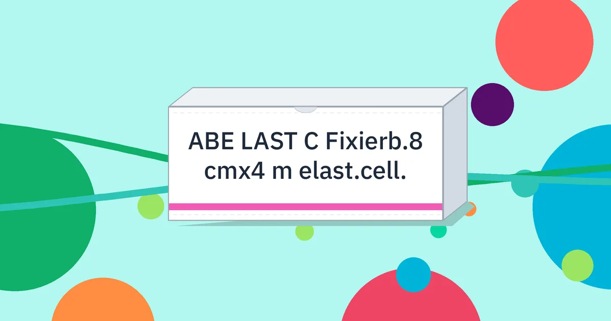 Symbolbild: Packung mit der Aufschrift ABE LAST C Fixierb.8 cmx4 m elast.cell. (PZN 06168769) – Verfügbarkeit und Bezug in Apotheken in Frankfurt am Main