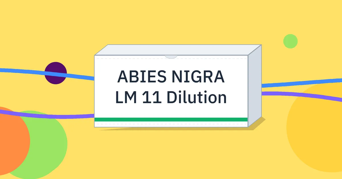 Symbolbild: Packung mit der Aufschrift ABIES NIGRA LM 11 Dilution (PZN 13260398) – Verfügbarkeit und Bezug in Apotheken in Frankfurt am Main