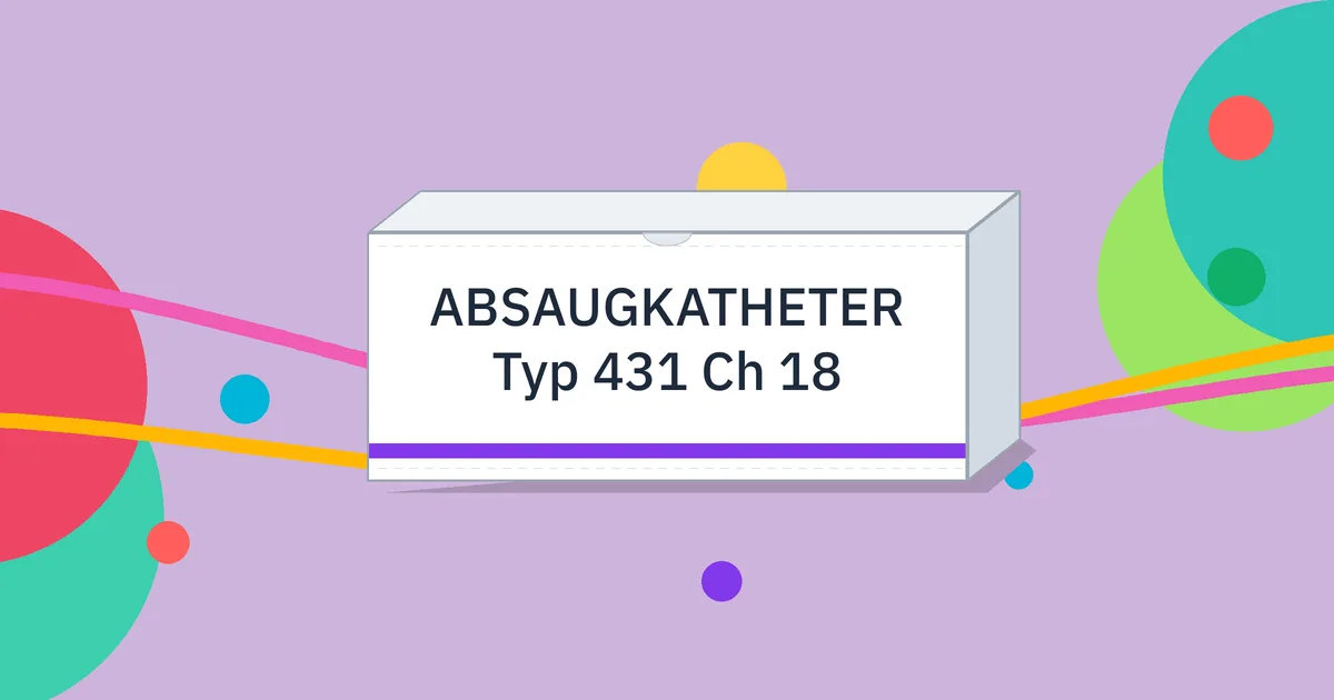 Symbolbild: Packung mit der Aufschrift ABSAUGKATHETER Typ 431 Ch 18 (PZN 00565481) – Verfügbarkeit und Bezug in Apotheken in Frankfurt am Main