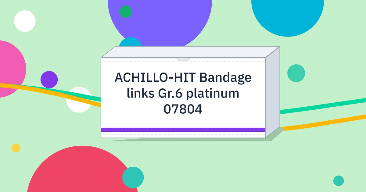 Symbolbild: Packung mit der Aufschrift ACHILLO-HIT Bandage links Gr.6 platinum 07804 (PZN 16198702) – Verfügbarkeit und Bezug in Apotheken in Frankfurt am Main