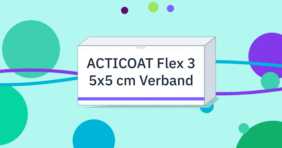 Symbolbild: Packung mit der Aufschrift ACTICOAT Flex 3 5x5 cm Verband (PZN 16167015) – Verfügbarkeit und Bezug in Apotheken in Frankfurt am Main