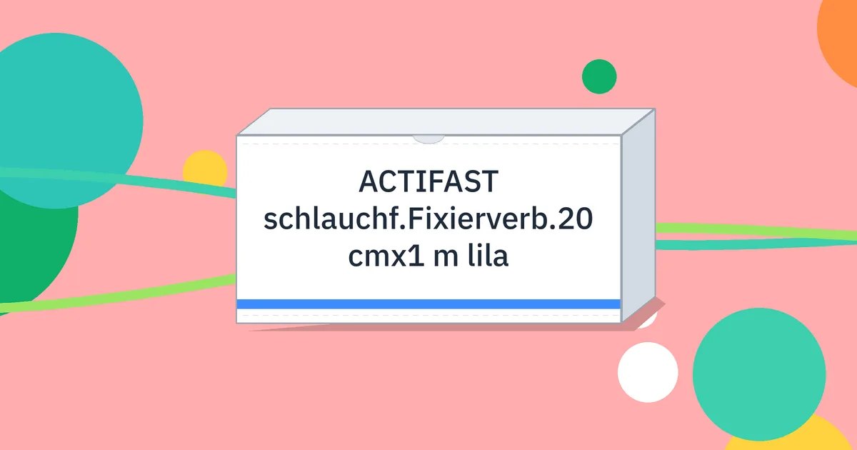 Symbolbild: Packung mit der Aufschrift ACTIFAST schlauchf.Fixierverb.20 cmx1 m lila (PZN 19453253) – Verfügbarkeit und Bezug in Apotheken in Frankfurt am Main