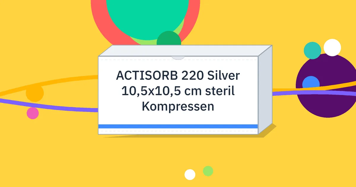 Symbolbild: Packung mit der Aufschrift ACTISORB 220 Silver 10,5x10,5 cm steril Kompressen (PZN 01666706) – Verfügbarkeit und Bezug in Apotheken in Frankfurt am Main