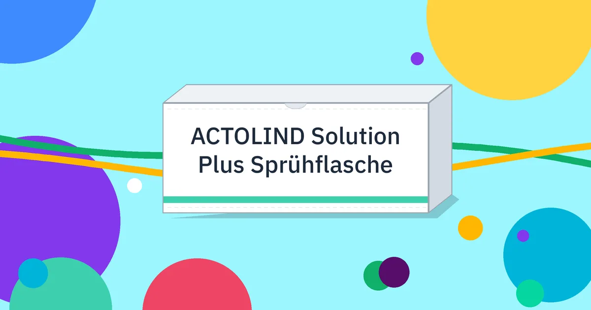 Symbolbild: Packung mit der Aufschrift ACTOLIND Solution Plus Sprühflasche (PZN 17586872) – Verfügbarkeit und Bezug in Apotheken in Frankfurt am Main