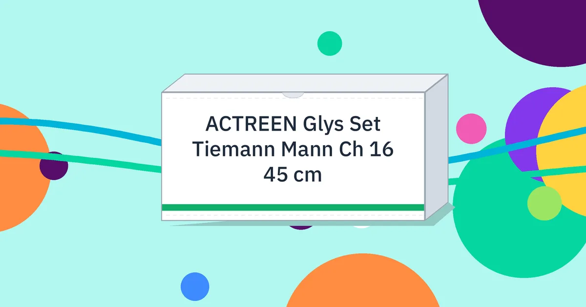 Symbolbild: Packung mit der Aufschrift ACTREEN Glys Set Tiemann Mann Ch 16 45 cm (PZN 00588476) – Verfügbarkeit und Bezug in Apotheken in Frankfurt am Main