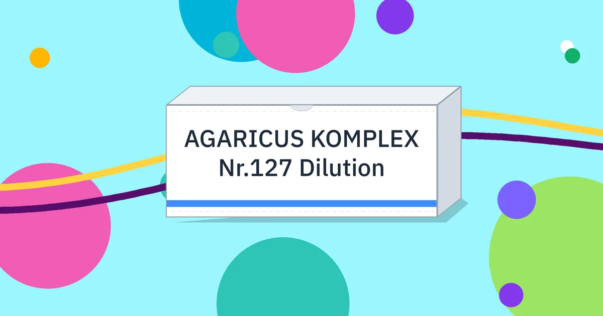 Symbolbild: Packung mit der Aufschrift AGARICUS KOMPLEX Nr.127 Dilution (PZN 01909681) – Verfügbarkeit und Bezug in Apotheken in Frankfurt am Main