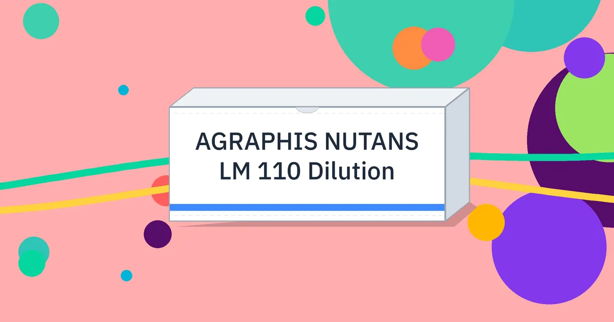Symbolbild: Packung mit der Aufschrift AGRAPHIS NUTANS LM 110 Dilution (PZN 13306769) – Verfügbarkeit und Bezug in Apotheken in Frankfurt am Main