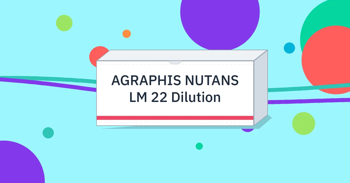 Symbolbild: Packung mit der Aufschrift AGRAPHIS NUTANS LM 22 Dilution (PZN 13306568) – Verfügbarkeit und Bezug in Apotheken in Frankfurt am Main
