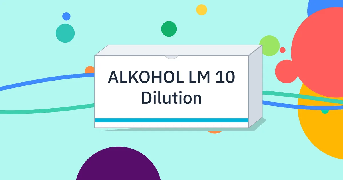 Symbolbild: Packung mit der Aufschrift ALKOHOL LM 10 Dilution (PZN 13311061) – Verfügbarkeit und Bezug in Apotheken in Frankfurt am Main