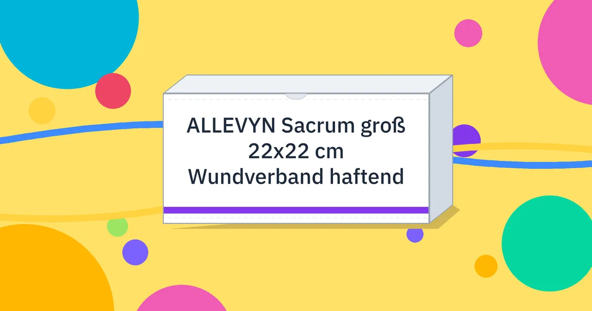 Symbolbild: Packung mit der Aufschrift ALLEVYN Sacrum groß 22x22 cm Wundverband haftend (PZN 19827682) – Verfügbarkeit und Bezug in Apotheken in Frankfurt am Main