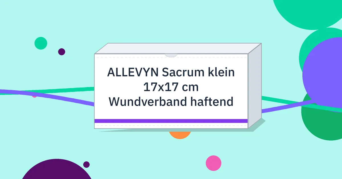 Symbolbild: Packung mit der Aufschrift ALLEVYN Sacrum klein 17x17 cm Wundverband haftend (PZN 16348768) – Verfügbarkeit und Bezug in Apotheken in Frankfurt am Main
