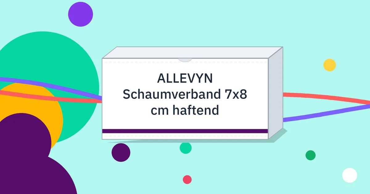 Symbolbild: Packung mit der Aufschrift ALLEVYN Schaumverband 7x8 cm haftend (PZN 13831702) – Verfügbarkeit und Bezug in Apotheken in Frankfurt am Main