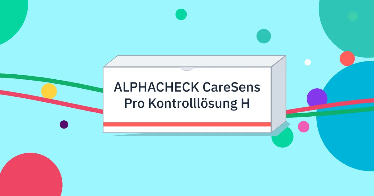 Symbolbild: Packung mit der Aufschrift ALPHACHECK CareSens Pro Kontrolllösung H (PZN 14140408) – Verfügbarkeit und Bezug in Apotheken in Frankfurt am Main