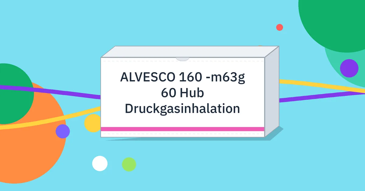 Symbolbild: Packung mit der Aufschrift ALVESCO 160 -m63g 60 Hub Druckgasinhalation (PZN 06103936) – Verfügbarkeit und Bezug in Apotheken in Frankfurt am Main