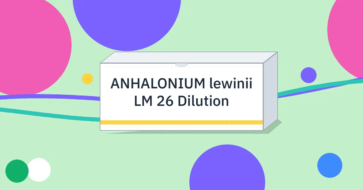 Symbolbild: Packung mit der Aufschrift ANHALONIUM lewinii LM 26 Dilution (PZN 13369066) – Verfügbarkeit und Bezug in Apotheken in Frankfurt am Main