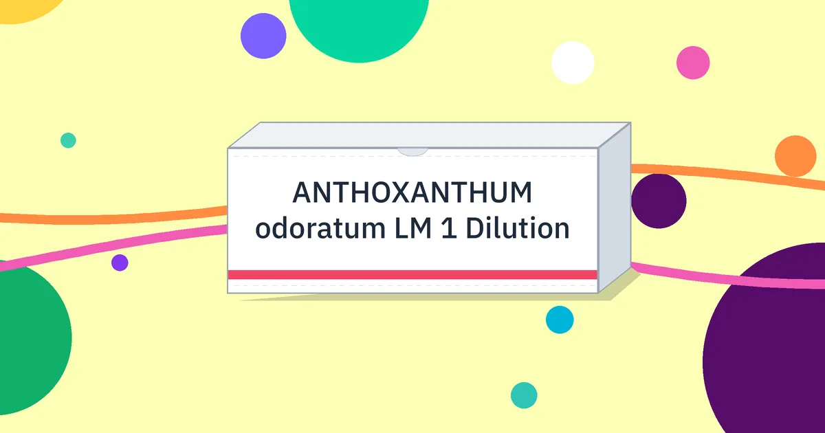 Symbolbild: Packung mit der Aufschrift ANTHOXANTHUM odoratum LM 1 Dilution (PZN 13369706) – Verfügbarkeit und Bezug in Apotheken in Frankfurt am Main