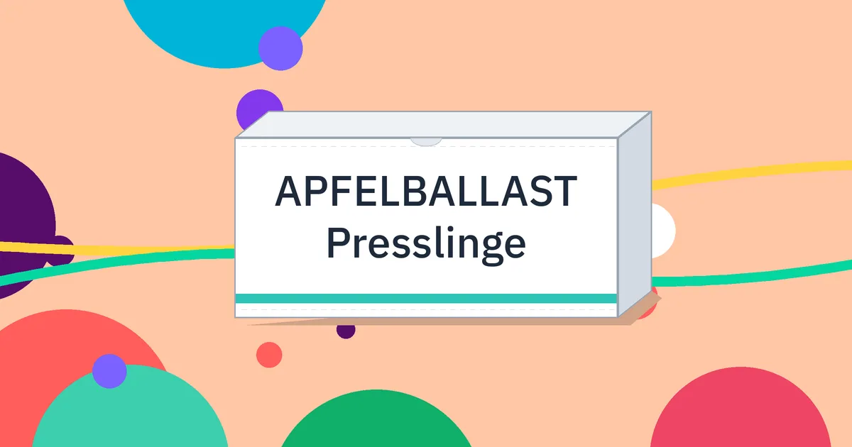 Symbolbild: Packung mit der Aufschrift APFELBALLAST Presslinge (PZN 15869896) – Verfügbarkeit und Bezug in Apotheken in Frankfurt am Main