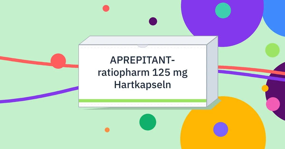 Symbolbild: Packung mit der Aufschrift APREPITANT-ratiopharm 125 mg Hartkapseln (PZN 14261721) – Verfügbarkeit und Bezug in Apotheken in Frankfurt am Main