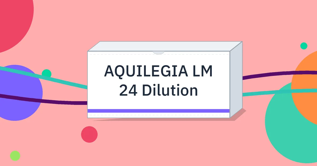 Symbolbild: Packung mit der Aufschrift AQUILEGIA LM 24 Dilution (PZN 13384025) – Verfügbarkeit und Bezug in Apotheken in Frankfurt am Main