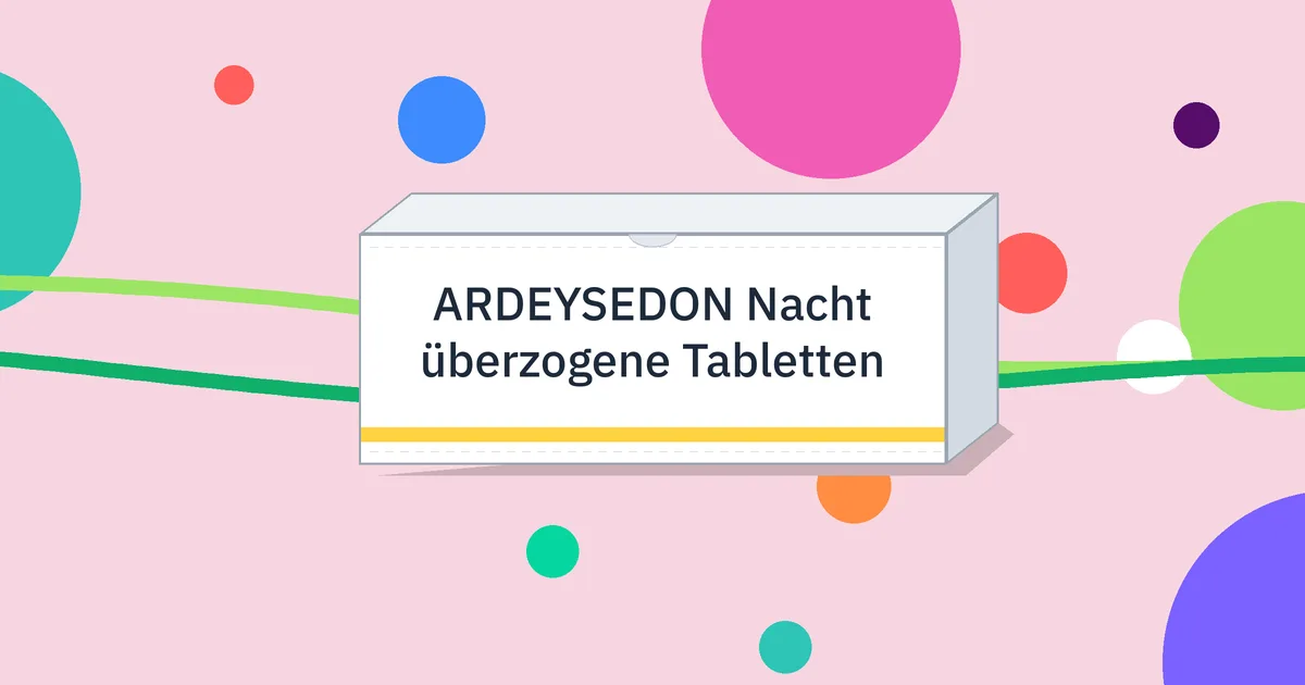 Symbolbild: Packung mit der Aufschrift ARDEYSEDON Nacht überzogene Tabletten (PZN 02197797) – Verfügbarkeit und Bezug in Apotheken in Frankfurt am Main