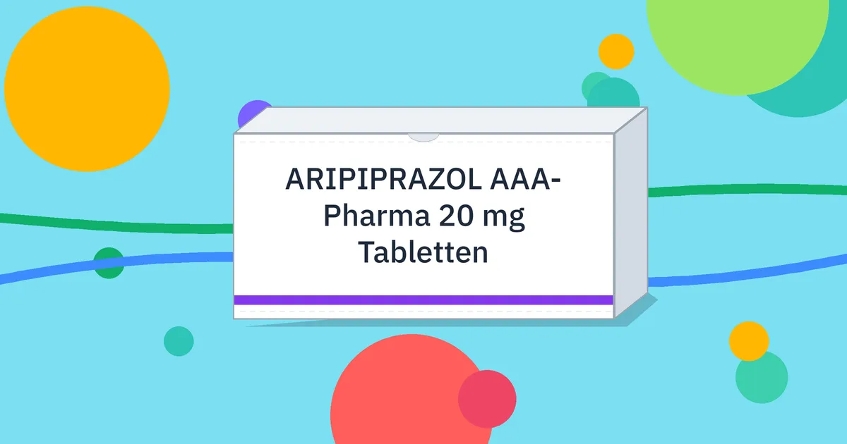 Symbolbild: Packung mit der Aufschrift ARIPIPRAZOL AAA-Pharma 20 mg Tabletten (PZN 18300211) – Verfügbarkeit und Bezug in Apotheken in Frankfurt am Main