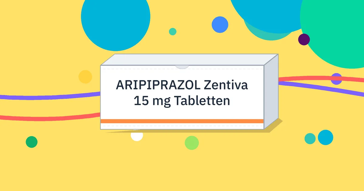 Symbolbild: Packung mit der Aufschrift ARIPIPRAZOL Zentiva 15 mg Tabletten (PZN 20321427) – Verfügbarkeit und Bezug in Apotheken in Frankfurt am Main