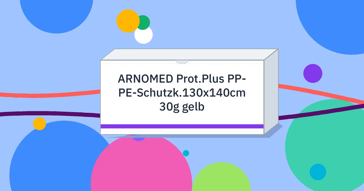 Symbolbild: Packung mit der Aufschrift ARNOMED Prot.Plus PP-PE-Schutzk.130x140cm 30g gelb (PZN 18086255) – Verfügbarkeit und Bezug in Apotheken in Frankfurt am Main