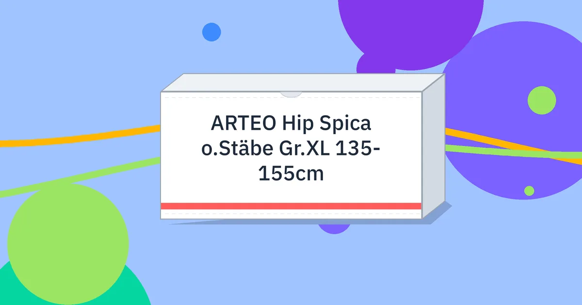 Symbolbild: Packung mit der Aufschrift ARTEO Hip Spica o.Stäbe Gr.XL 135-155cm (PZN 13878885) – Verfügbarkeit und Bezug in Apotheken in Frankfurt am Main