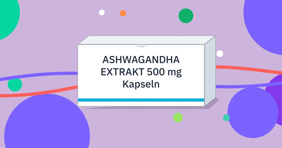 Symbolbild: Packung mit der Aufschrift ASHWAGANDHA EXTRAKT 500 mg Kapseln (PZN 16702997) – Verfügbarkeit und Bezug in Apotheken in Frankfurt am Main
