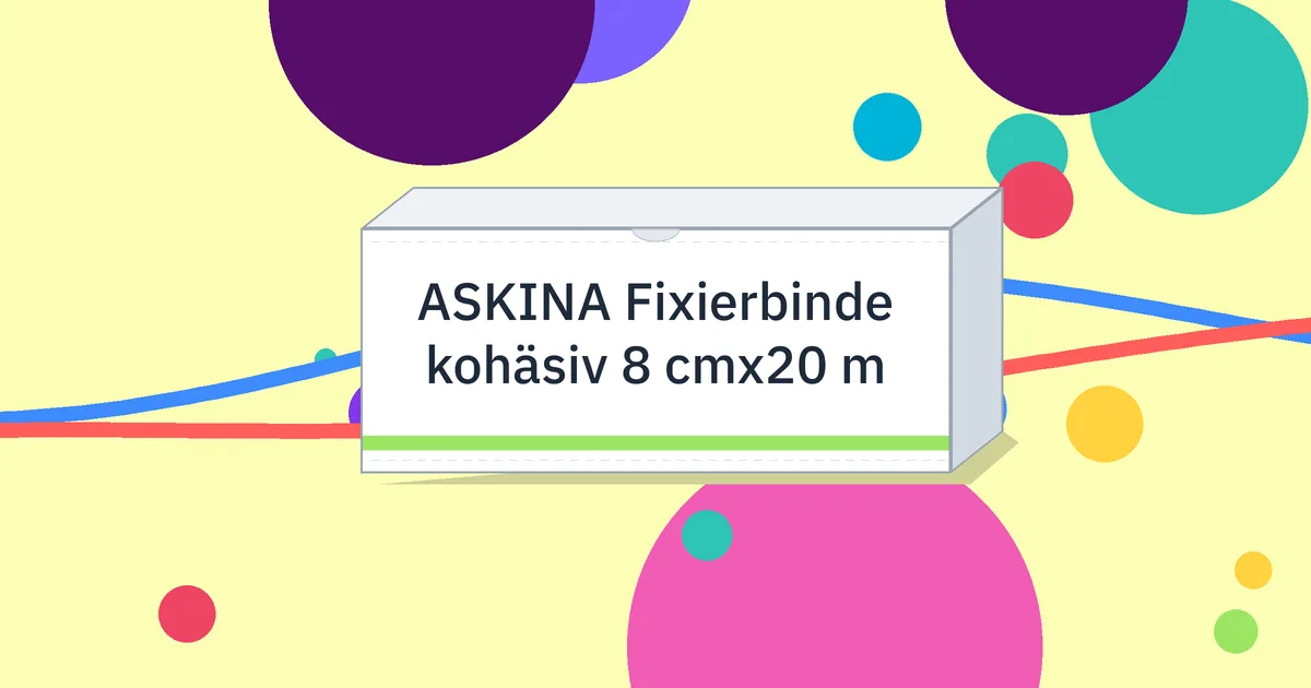 Symbolbild: Packung mit der Aufschrift ASKINA Fixierbinde kohäsiv 8 cmx20 m (PZN 12735362) – Verfügbarkeit und Bezug in Apotheken in Frankfurt am Main