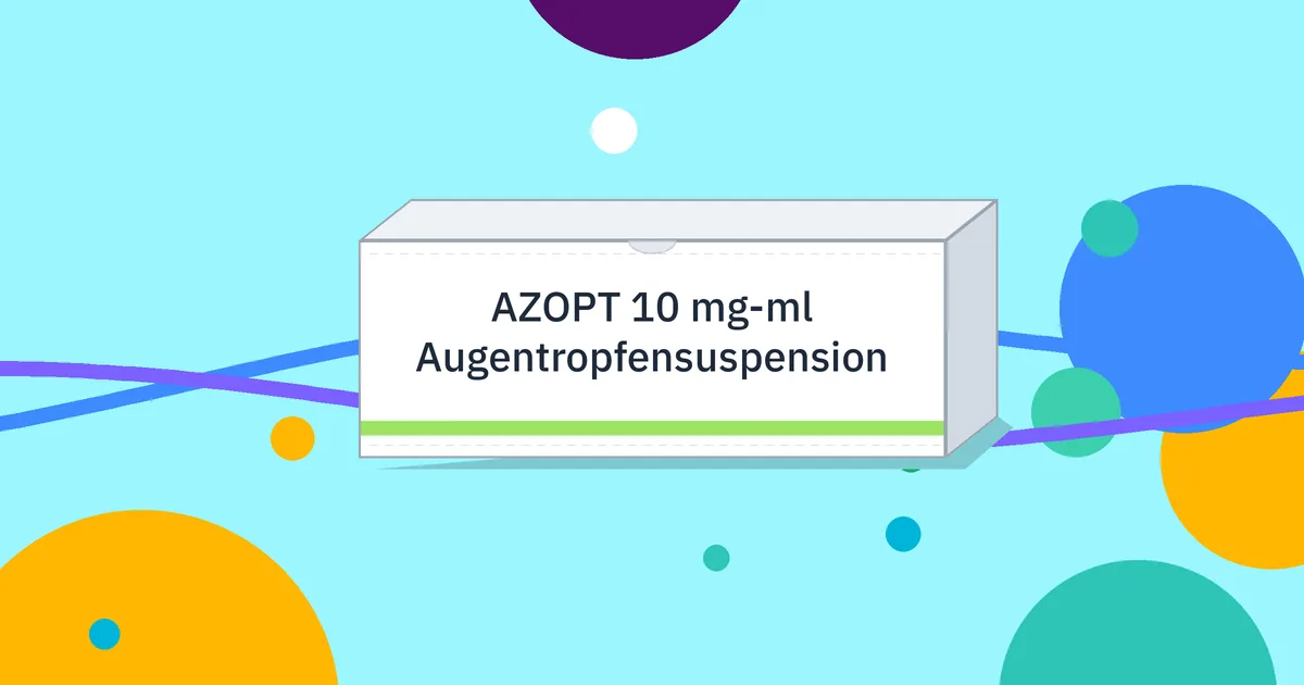 Symbolbild: Packung mit der Aufschrift AZOPT 10 mg-ml Augentropfensuspension (PZN 11730463) – Verfügbarkeit und Bezug in Apotheken in Frankfurt am Main