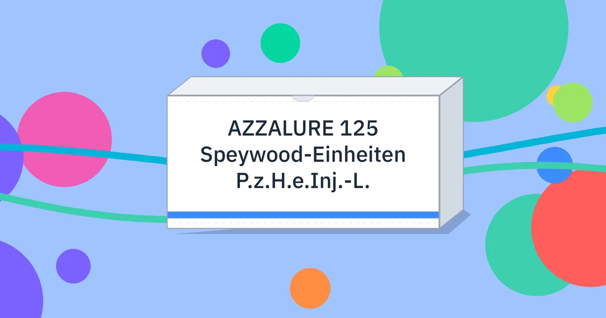 Symbolbild: Packung mit der Aufschrift AZZALURE 125 Speywood-Einheiten P.z.H.e.Inj.-L. (PZN 18173037) – Verfügbarkeit und Bezug in Apotheken in Frankfurt am Main