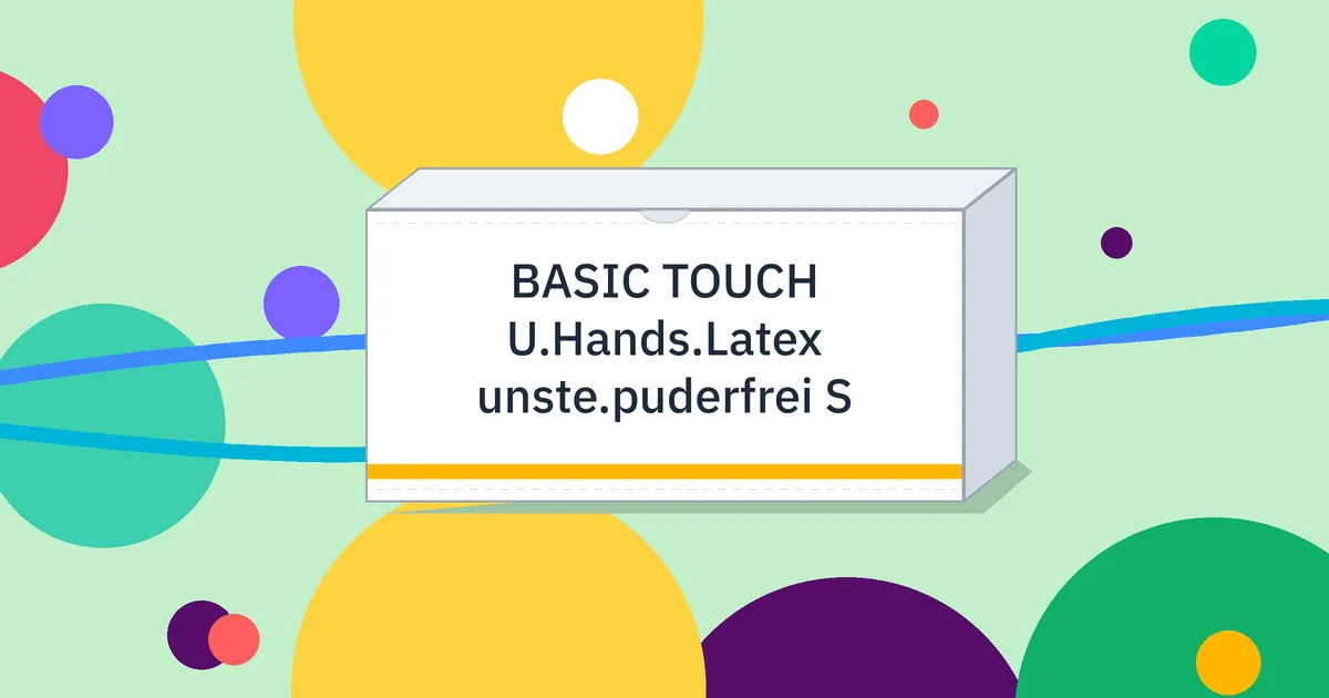 Symbolbild: Packung mit der Aufschrift BASIC TOUCH U.Hands.Latex unste.puderfrei S (PZN 15577751) – Verfügbarkeit und Bezug in Apotheken in Frankfurt am Main
