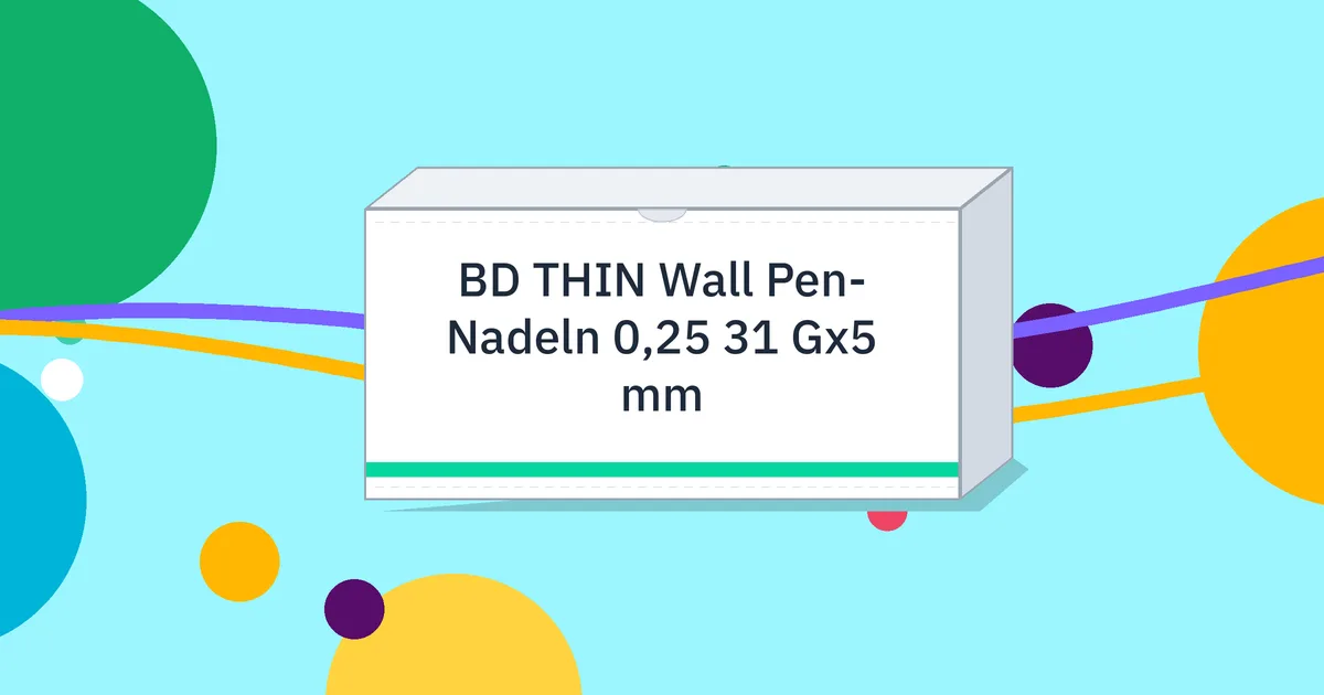 Symbolbild: Packung mit der Aufschrift BD THIN Wall Pen-Nadeln 0,25 31 Gx5 mm (PZN 10824831) – Verfügbarkeit und Bezug in Apotheken in Frankfurt am Main
