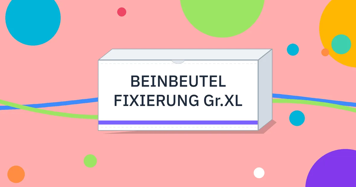 Symbolbild: Packung mit der Aufschrift BEINBEUTEL FIXIERUNG Gr.XL (PZN 12418555) – Verfügbarkeit und Bezug in Apotheken in Frankfurt am Main