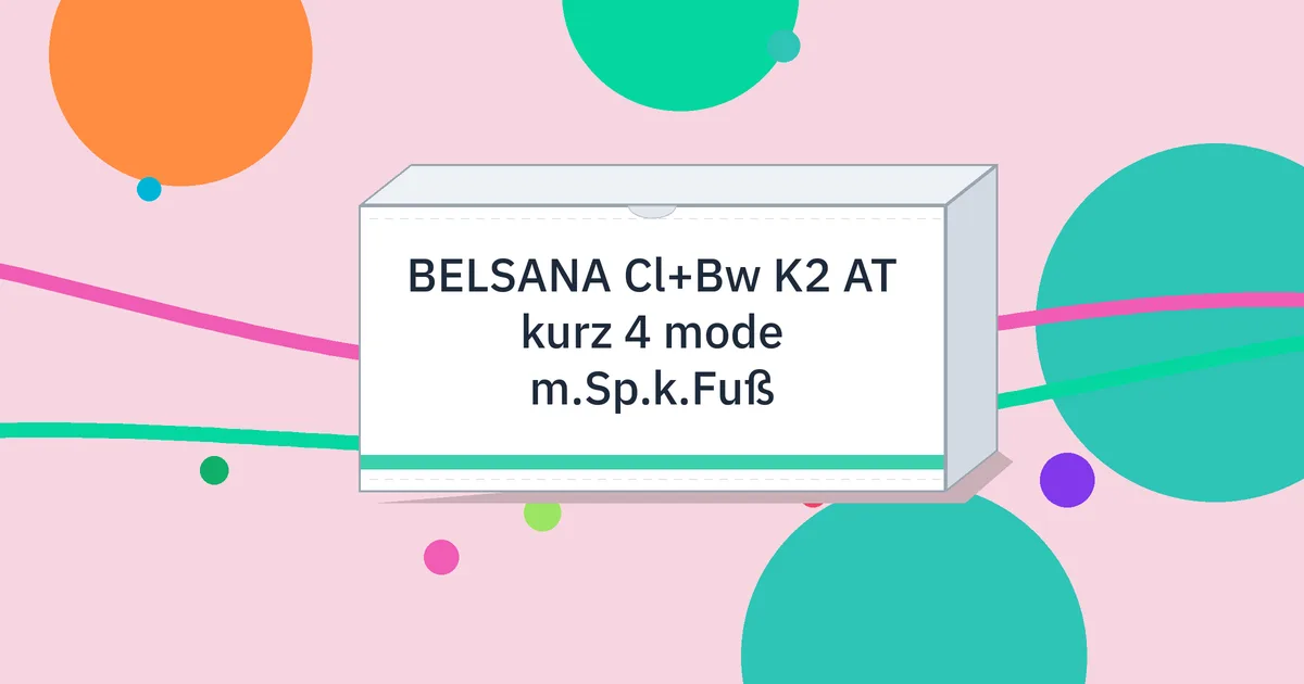 Symbolbild: Packung mit der Aufschrift BELSANA Cl+Bw K2 AT kurz 4 mode m.Sp.k.Fuß (PZN 12253083) – Verfügbarkeit und Bezug in Apotheken in Frankfurt am Main
