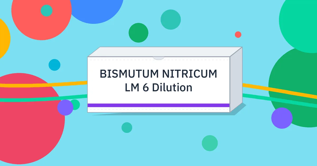 Symbolbild: Packung mit der Aufschrift BISMUTUM NITRICUM LM 6 Dilution (PZN 13386751) – Verfügbarkeit und Bezug in Apotheken in Frankfurt am Main