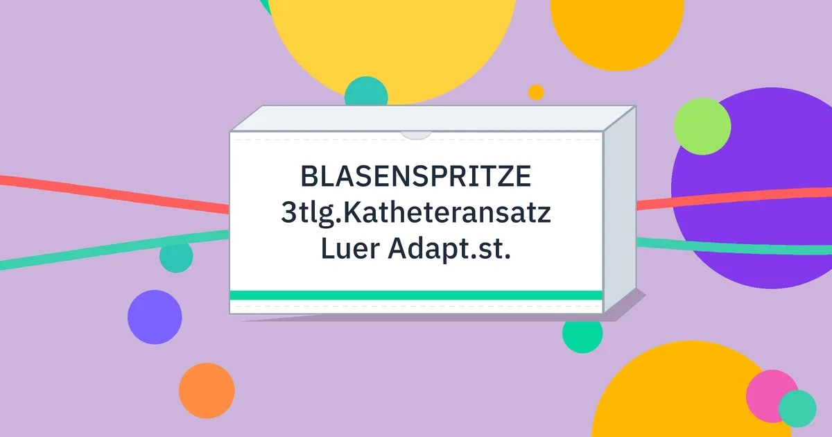 Symbolbild: Packung mit der Aufschrift BLASENSPRITZE 3tlg.Katheteransatz Luer Adapt.st. (PZN 09330704) – Verfügbarkeit und Bezug in Apotheken in Frankfurt am Main
