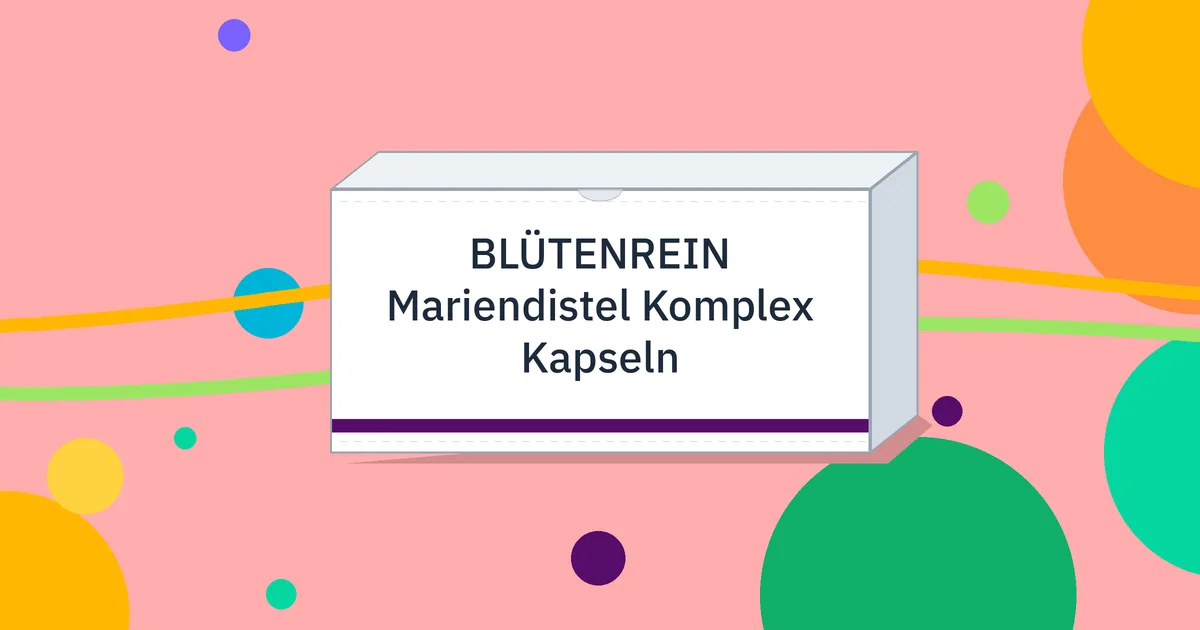 Symbolbild: Packung mit der Aufschrift BLÜTENREIN Mariendistel Komplex Kapseln (PZN 17375655) – Verfügbarkeit und Bezug in Apotheken in Frankfurt am Main