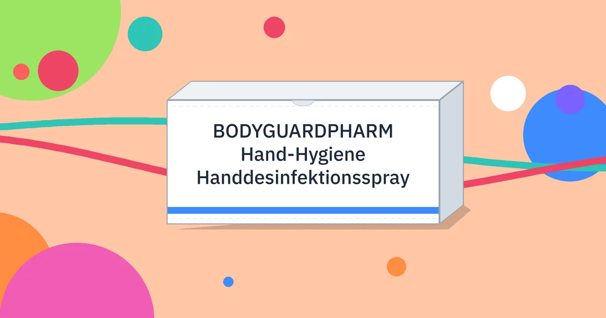 Symbolbild: Packung mit der Aufschrift BODYGUARDPHARM Hand-Hygiene Handdesinfektionsspray (PZN 16624760) – Verfügbarkeit und Bezug in Apotheken in Frankfurt am Main