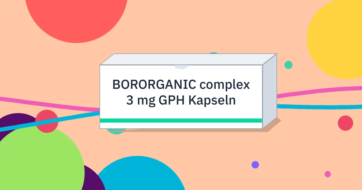 Symbolbild: Packung mit der Aufschrift BORORGANIC complex 3 mg GPH Kapseln (PZN 10522596) – Verfügbarkeit und Bezug in Apotheken in Frankfurt am Main