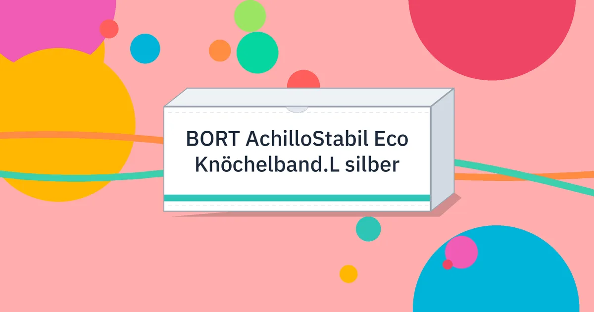 Symbolbild: Packung mit der Aufschrift BORT AchilloStabil Eco Knöchelband.L silber (PZN 09461062) – Verfügbarkeit und Bezug in Apotheken in Frankfurt am Main