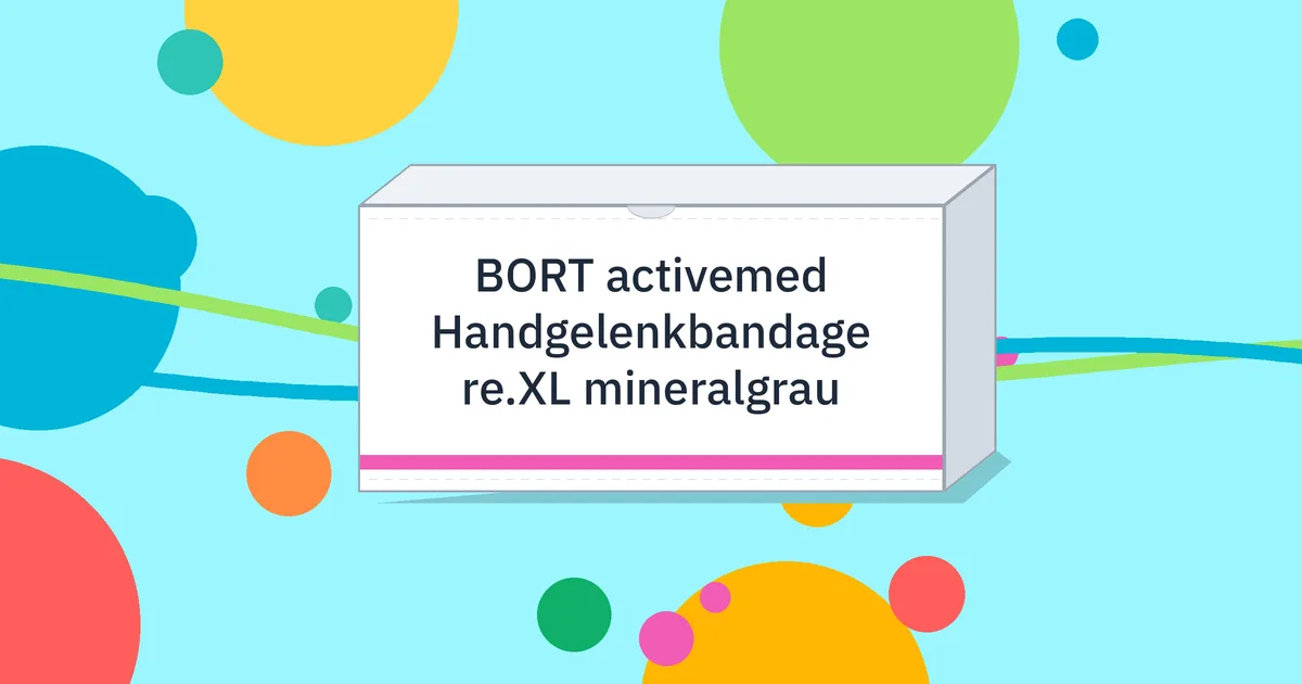 Symbolbild: Packung mit der Aufschrift BORT activemed Handgelenkbandage re.XL mineralgrau (PZN 15256165) – Verfügbarkeit und Bezug in Apotheken in Frankfurt am Main