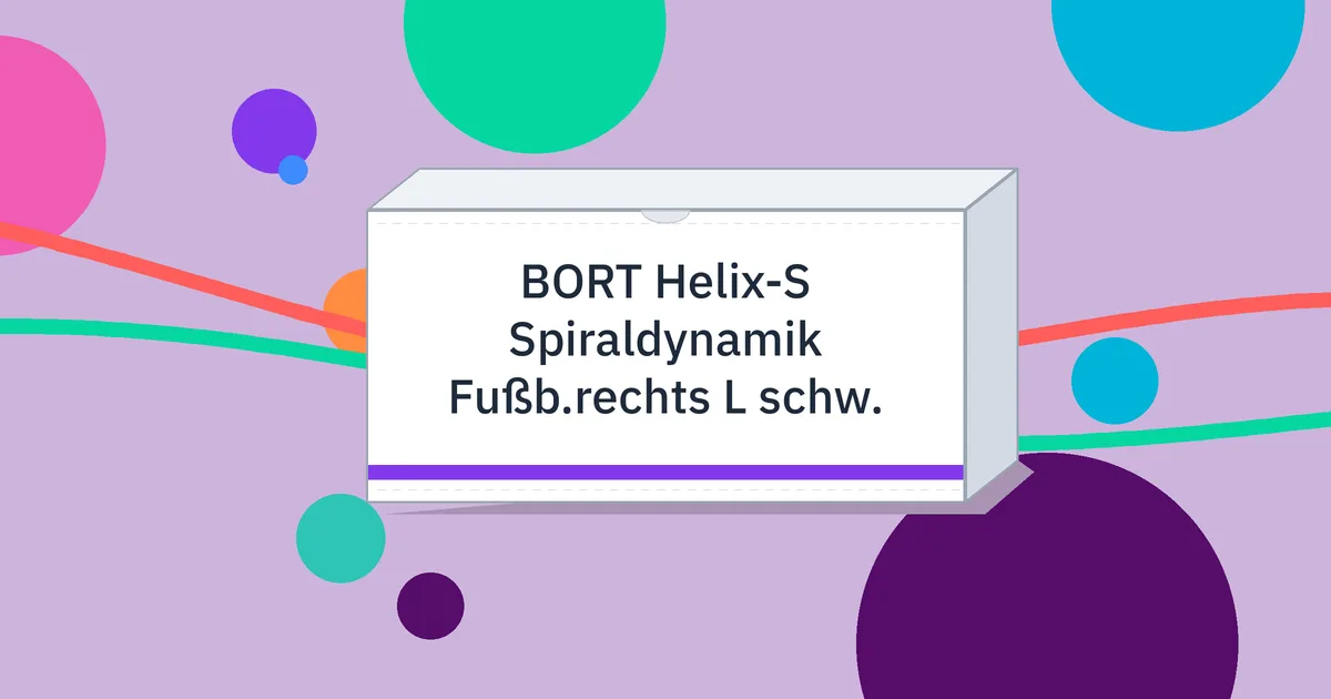 Symbolbild: Packung mit der Aufschrift BORT Helix-S Spiraldynamik Fußb.rechts L schw. (PZN 10207216) – Verfügbarkeit und Bezug in Apotheken in Frankfurt am Main